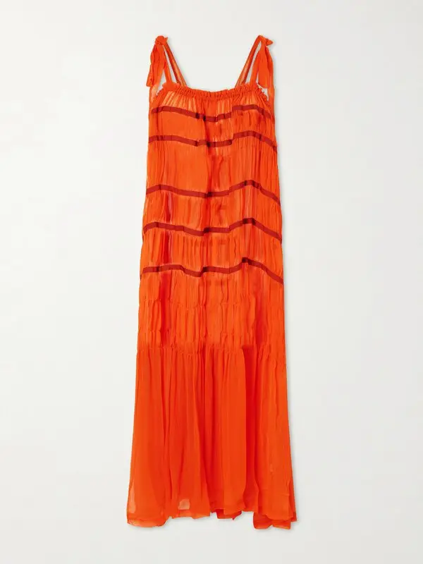 Alix Of Bohemia Emrys Ibis Chiffon Maxi Dress - Orange