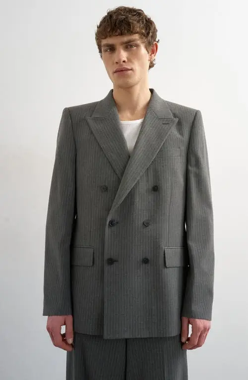 Topman Pinstripe Double Breasted Sport Coat