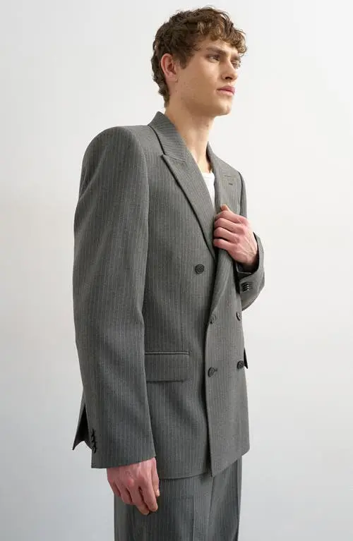 Topman Pinstripe Double Breasted Sport Coat