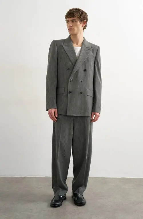 Topman Pinstripe Double Breasted Sport Coat