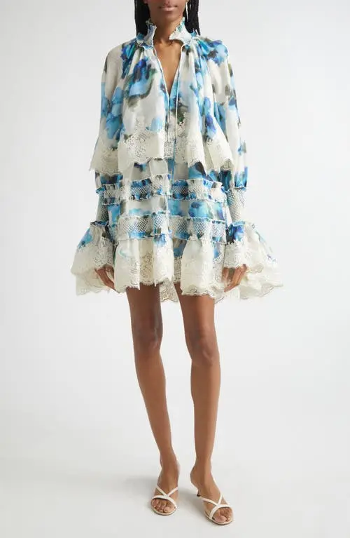 Zimmermann Alchemy Shirred Minidress - Blue Poppy
