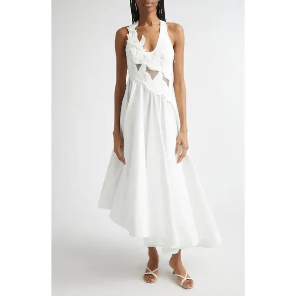 Zimmermann Luna Appliqué Midi Dress - Ivory