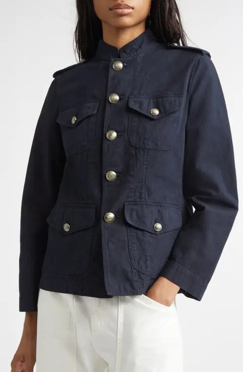 NILI LOTAN Raymond Military Cotton Jacket - Midnight