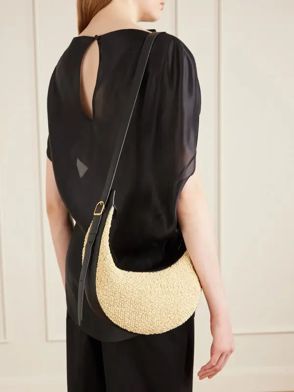 Khaite Augustina Small Raffia Shoulder Bag - Neutrals