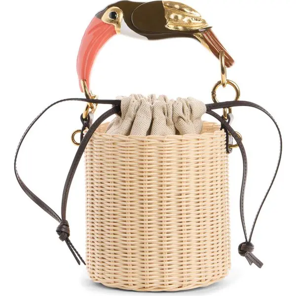 Chloé Tropicus Wicker Bucket Bag - Hot Sand