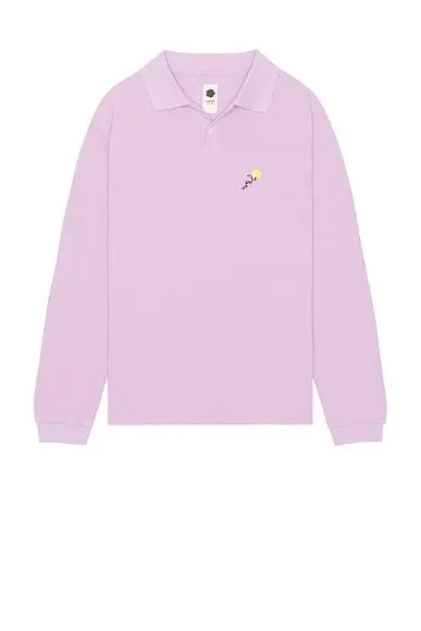 VOWELS Long Sleeve Pique Polo - Lavender
