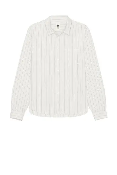 VOWELS Long Sleeve Striped Button Down Shirt