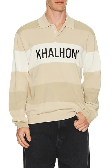 KHALHON Coastal Stripe Knit Polo Jacket