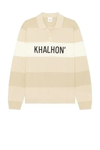 KHALHON Coastal Stripe Knit Polo Jacket