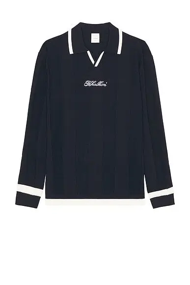 KHALHON V Tipped Varsity Knit Pullover Polo