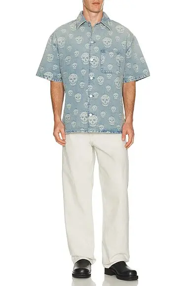 Alexander McQueen Denim Camp Collar Shirt - Blue Washed