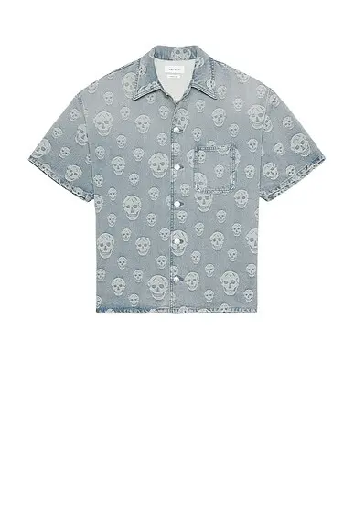Alexander McQueen Denim Camp Collar Shirt - Blue Washed