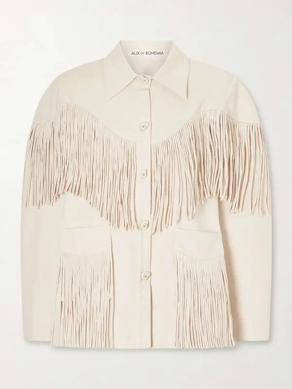 Alix Of Bohemia Jude Fringed Cotton-canvas Jacket - Off-white