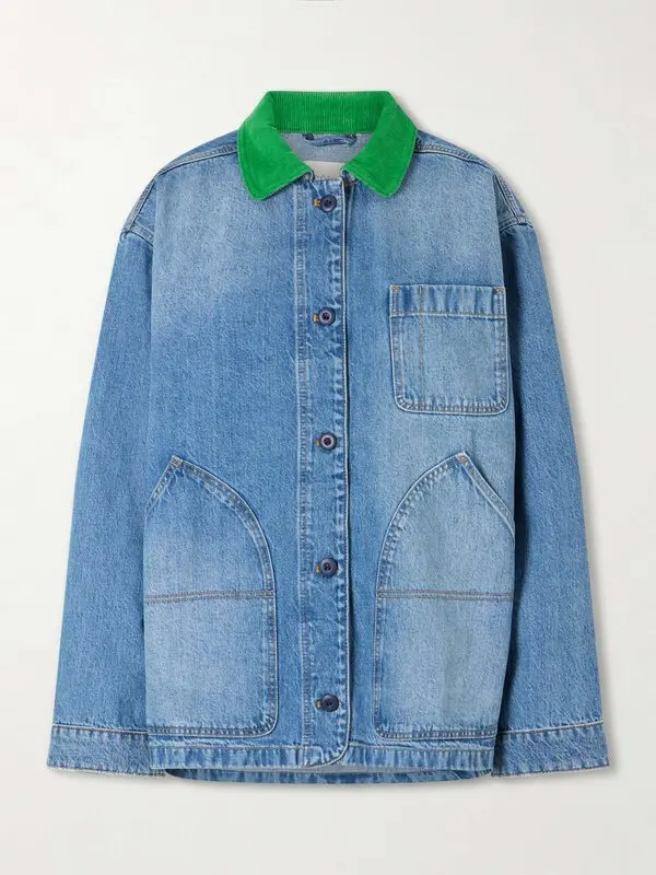 DÔEN Pascual Corduroy-trimmed Denim Jacket - Blue