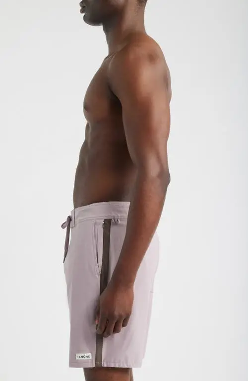 TENŌRE Striped Board Shorts - Zinc