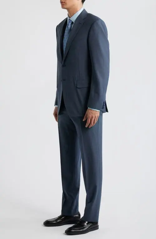 Canali Siena Regular Fit Mélange Wool Suit - Blue