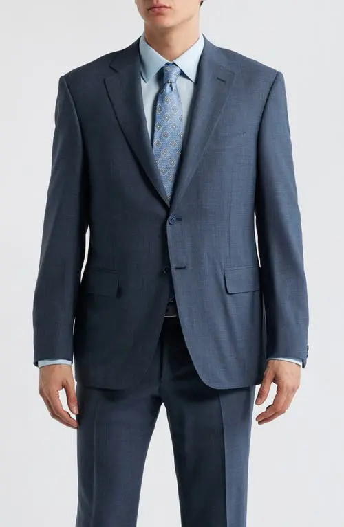 Canali Siena Regular Fit Mélange Wool Suit - Blue
