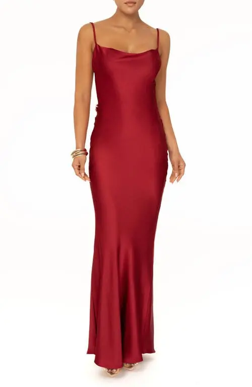 JLUXLABEL Satin Gown With Flower-embellished Straps