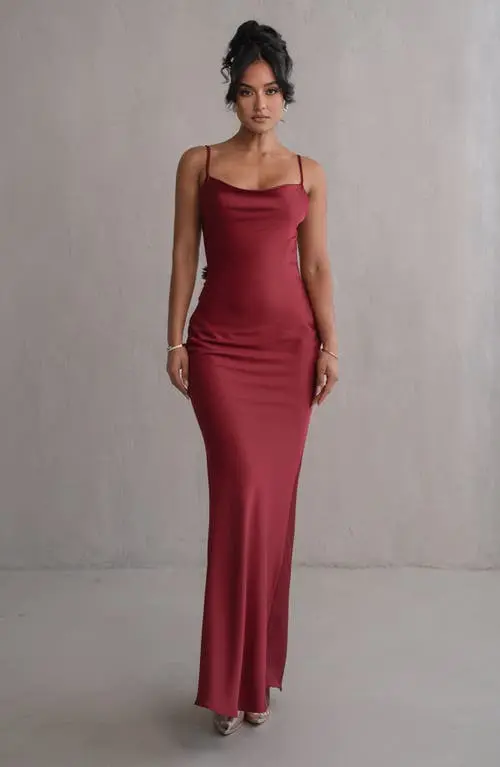 JLUXLABEL Satin Gown With Flower-embellished Straps