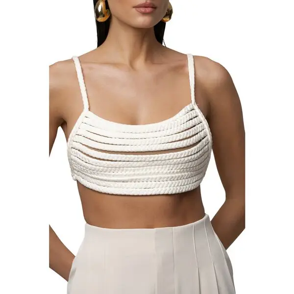 JLUXLABEL Braided Top With Back-tie - Ivory