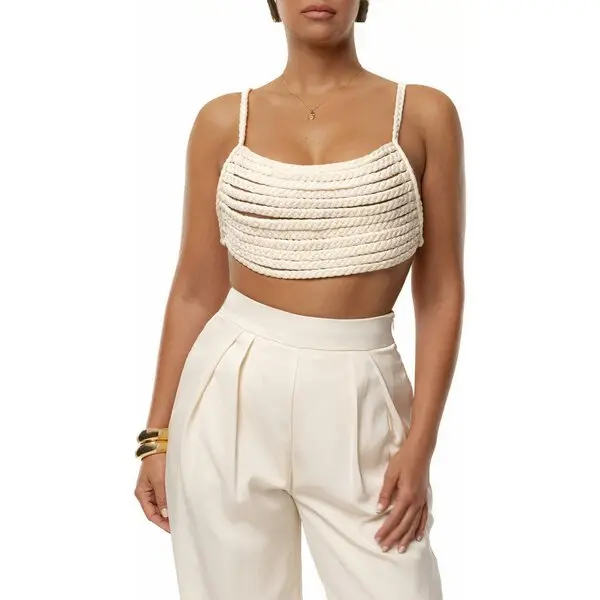JLUXLABEL Braided Top With Back-tie - Ivory