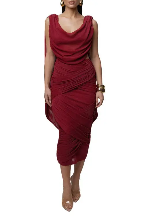 JLUXLABEL Divine Drape Skirt Set - Red