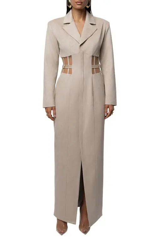 JLUXLABEL Faux Suede Maxi Coatdress