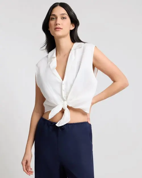 Onia Tie Front Shirt - White