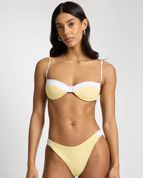 Onia Brigitte Bikini Top - Limoncello/white