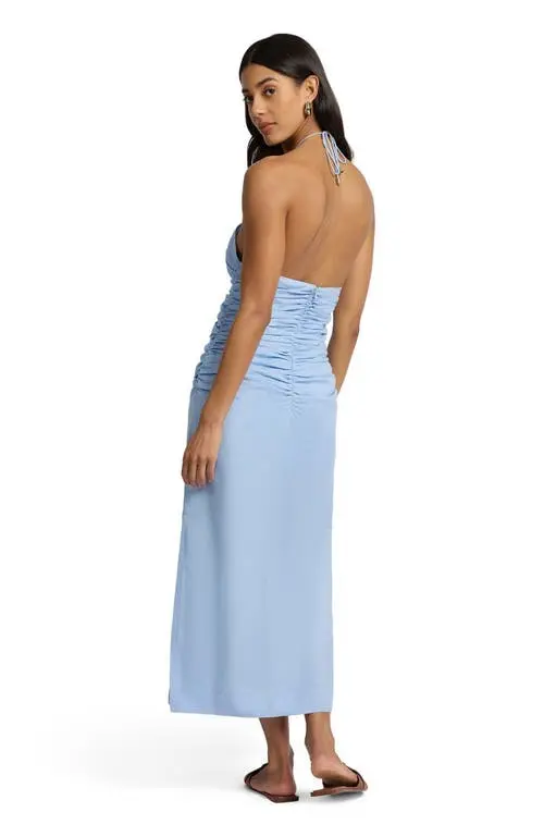 Onia Ruched Halter Midi Dress
