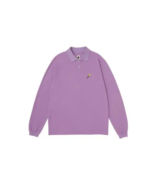 VOWELS Longsleeve Pique Polo - Lavender