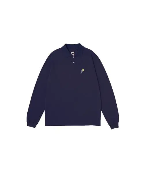 VOWELS Longsleeve Pique Polo - Navy