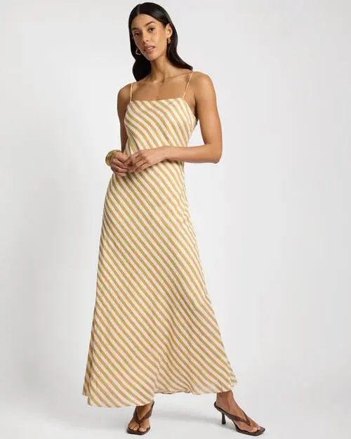 Onia Slip Dress - Ochre/off White