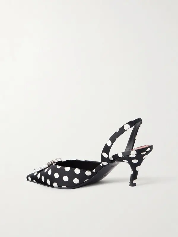 Amina Muaddi Camelia 60 Polka-dot Slingback Sandals - Black