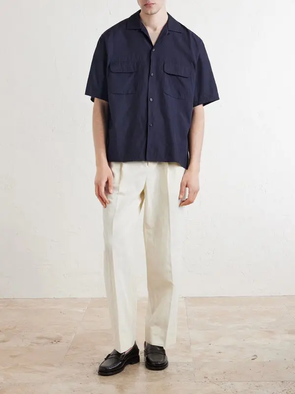 KAPTAIN SUNSHINE Tapered Cotton And Linen-blend Trousers