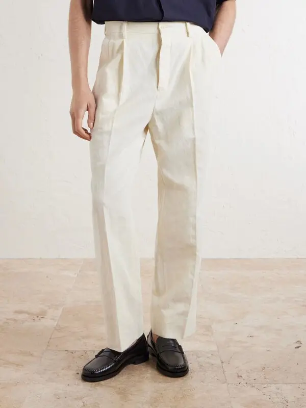 KAPTAIN SUNSHINE Tapered Cotton And Linen-blend Trousers