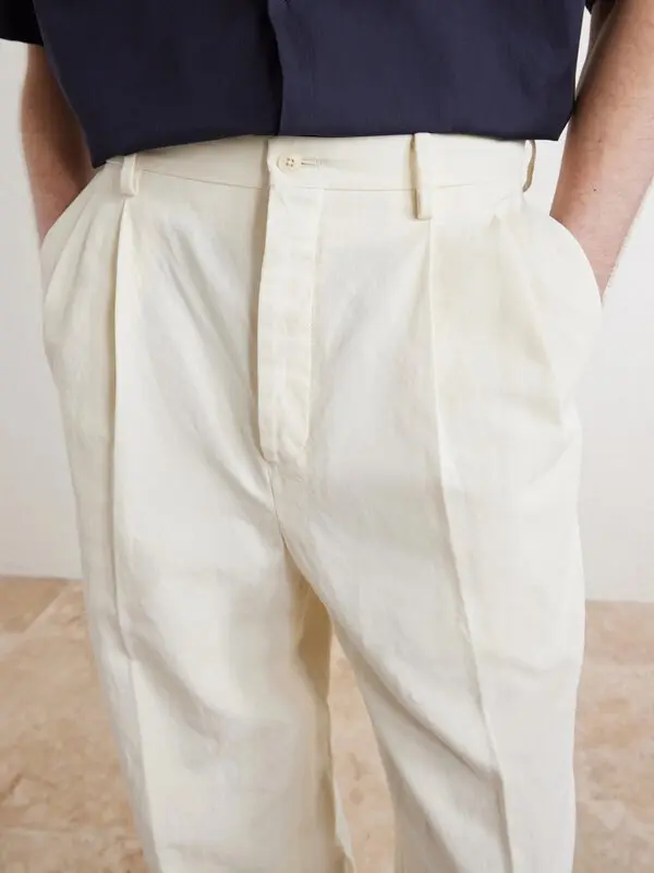 KAPTAIN SUNSHINE Tapered Cotton And Linen-blend Trousers