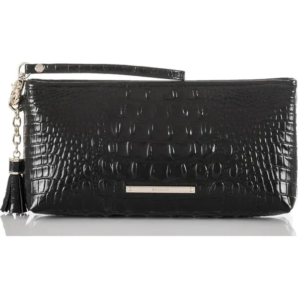 Brahmin Kayla Embossed Leather Clutch - Black