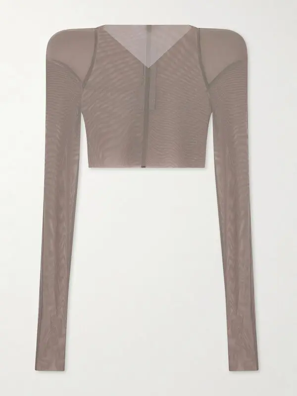 Rick Owens Helm Stretch-mesh Blouse - Gray