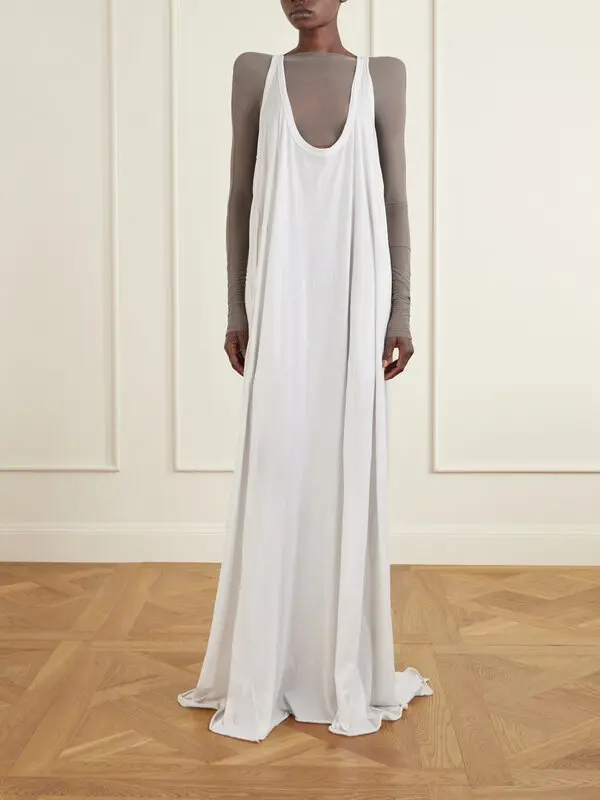 Rick Owens Helm Stretch-mesh Blouse - Gray