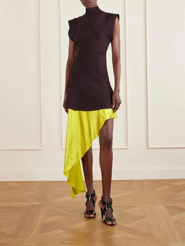 Alaïa Asymmetric Satin Midi Skirt