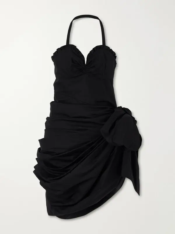 Chloé Halterneck Draped Cotton-poplin Midi Dress