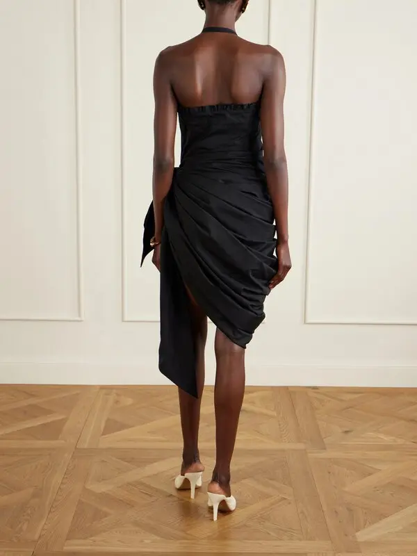 Chloé Halterneck Draped Cotton-poplin Midi Dress