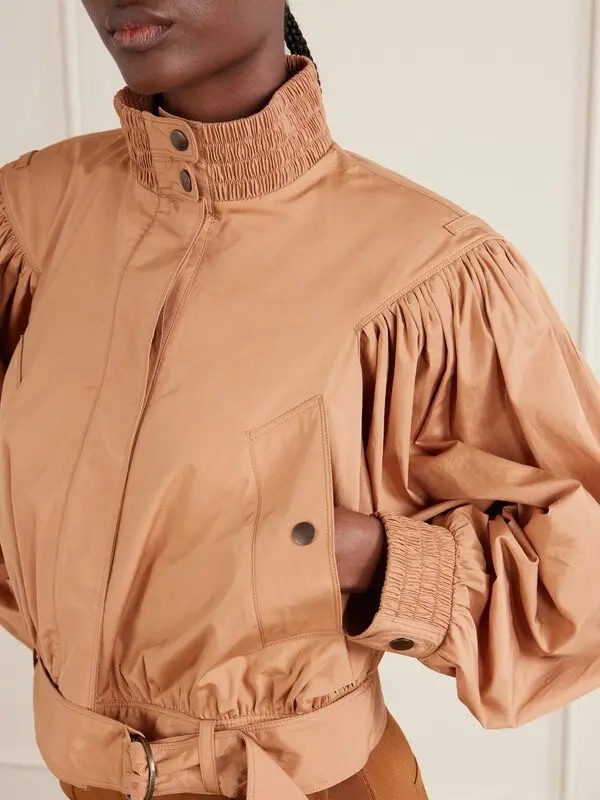 Chloé Cropped Belted Cotton-poplin Jacket - Neutrals