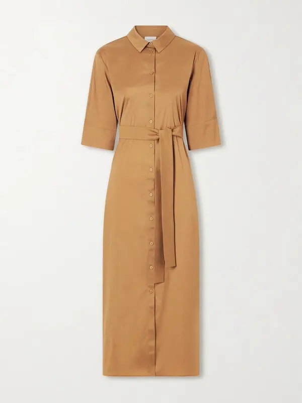 Max Mara Cotton-blend Poplin Midi Shirt Dress With Belt