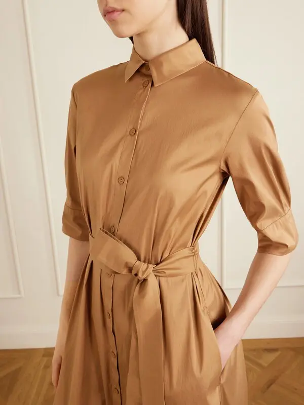 Max Mara Cotton-blend Poplin Midi Shirt Dress With Belt