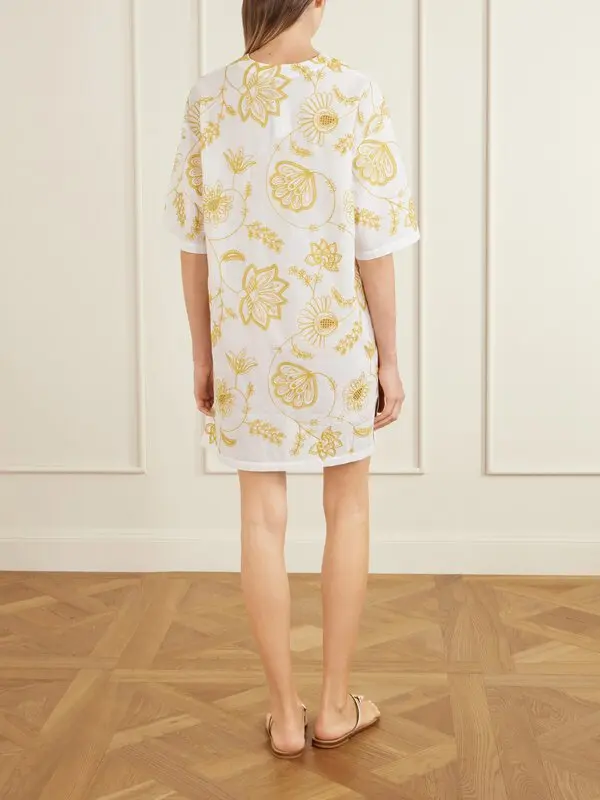ERES Levia Embroidered Cotton-blend Mini Dress - Yellow