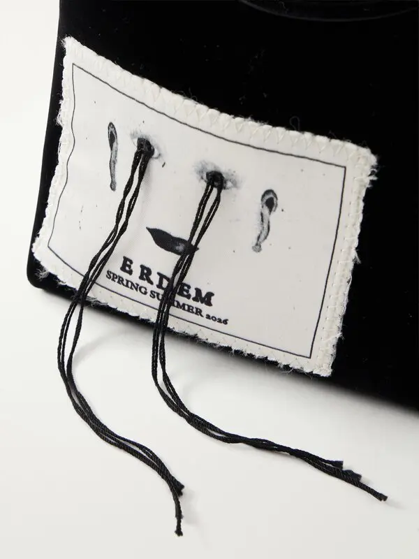 Erdem Bloom Mini Appliquéd Velvet Clutch - Black