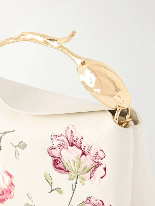 Erdem Bloom Embroidered Leather Clutch