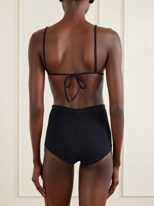 SARA CRISTINA Embellished Jersey Bikini Bottoms
